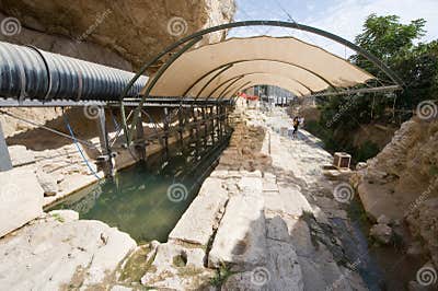 The pool of Siloam editorial photography. Image of tunnel - 50378832