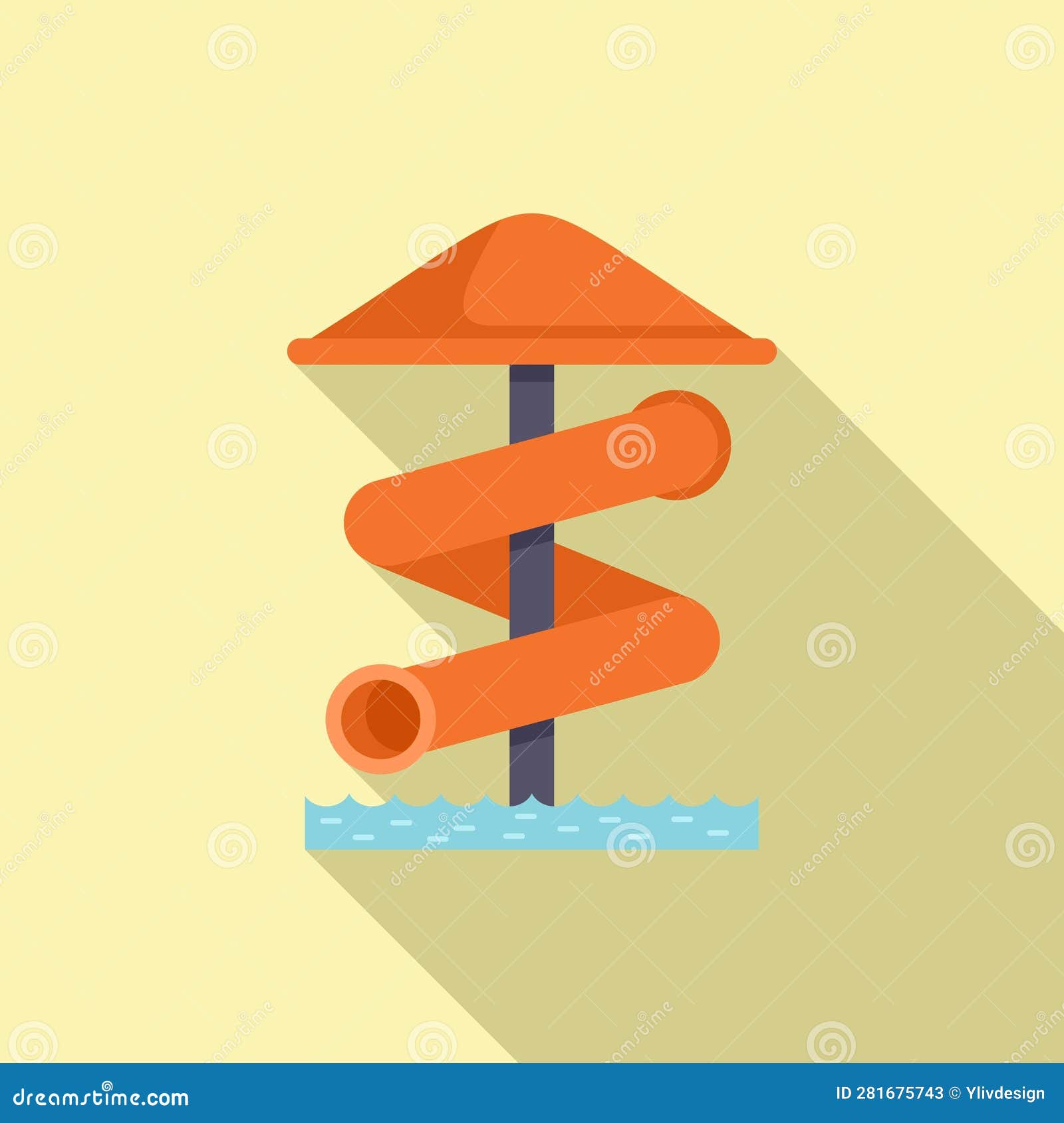 Pool Slide Icon Flat Vector. Water Park Stock Vector - Illustration of ...