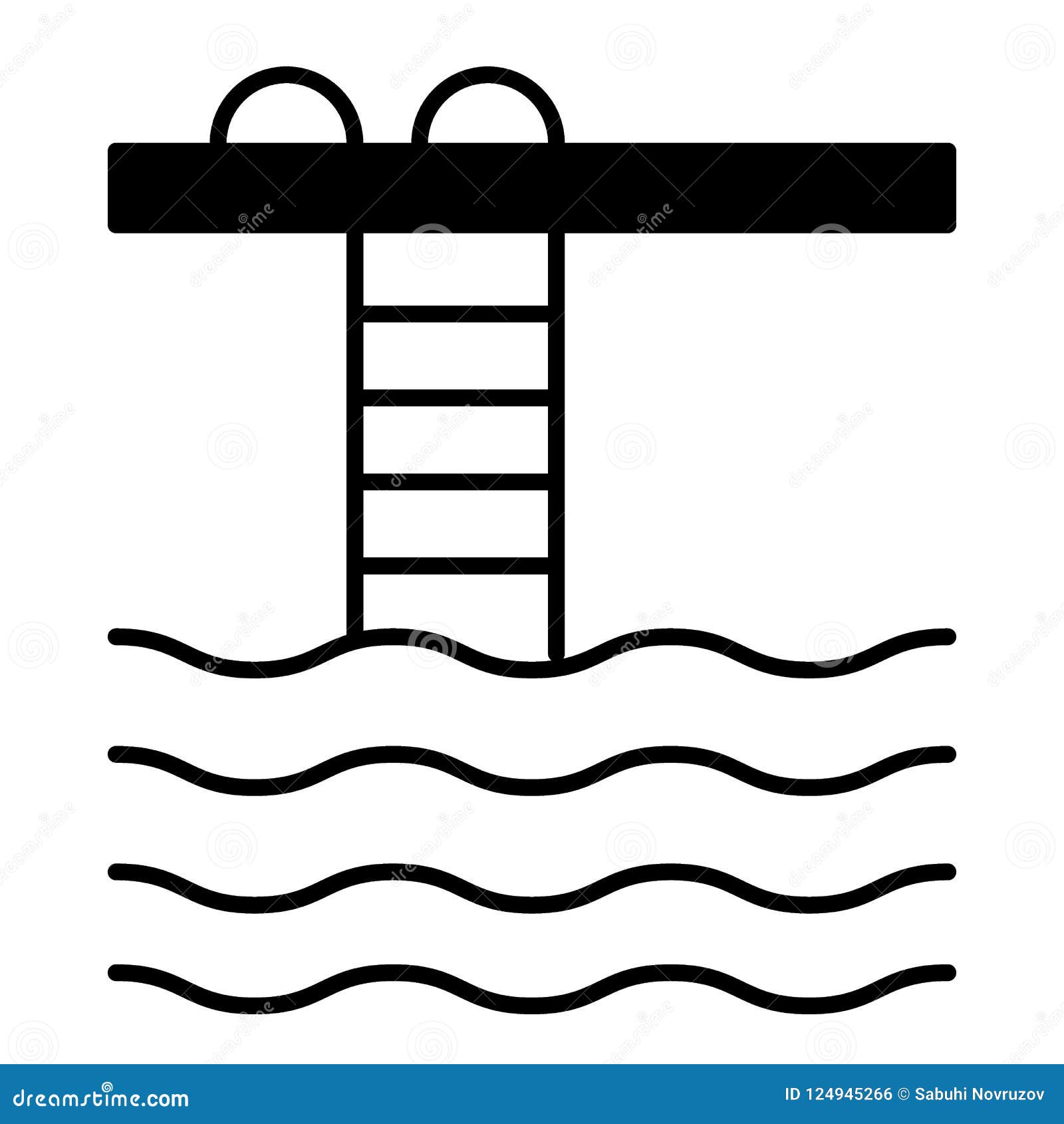 Pool Solid Icon. Pool Ladder Vector Illustration Isolated on White ...