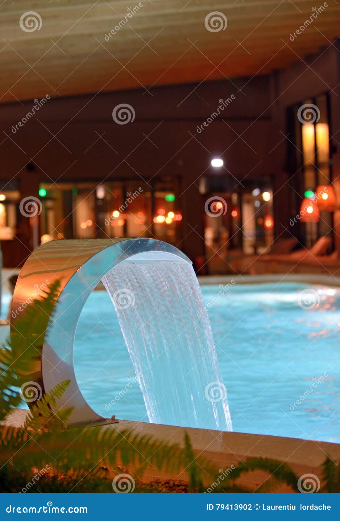 Pool in spa with waterfall stock photo. Image of relaxation - 79413902