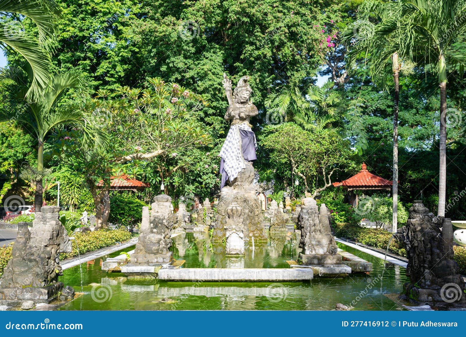 A pool with a statue stock photo. Image of ancient, temple - 277416912