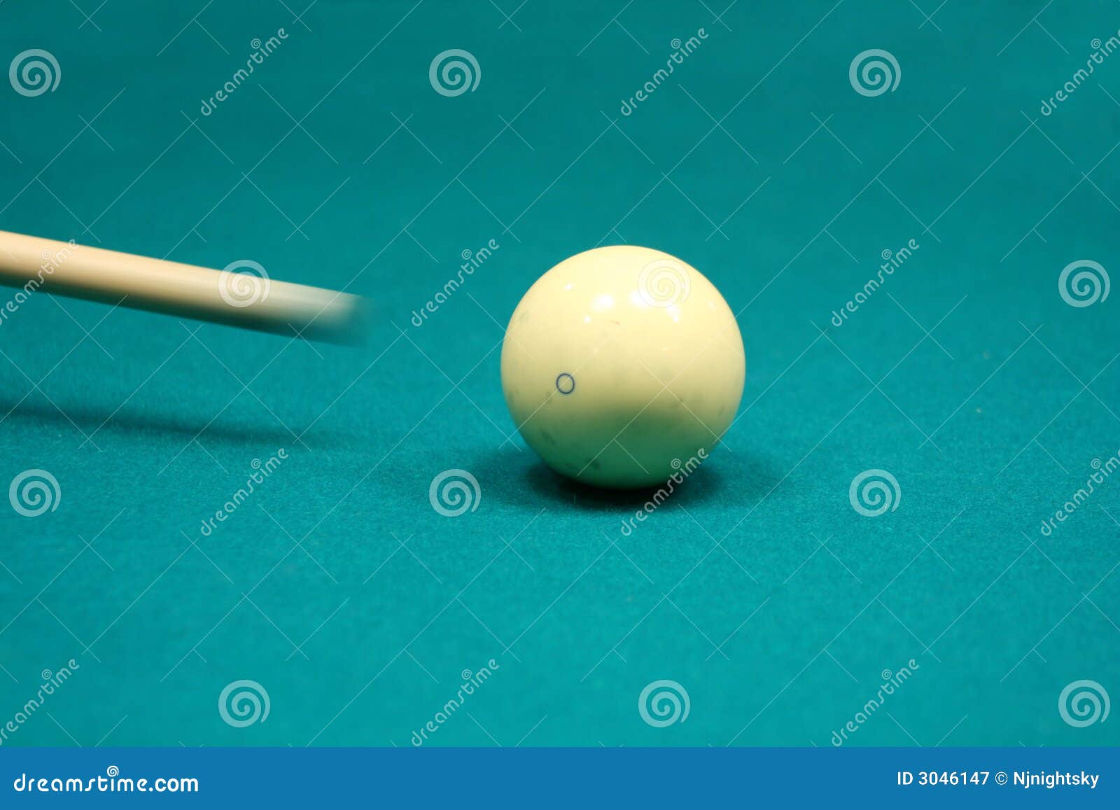 Pool Stick Striking Cue Ball Picture. Image: 3046147