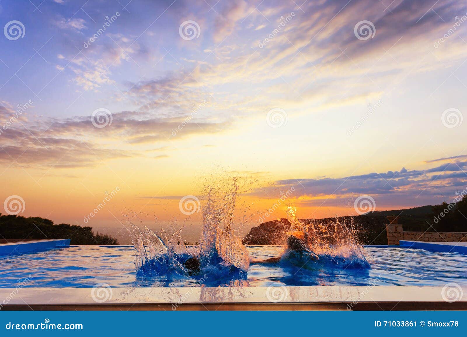Pool with sunset stock image. Image of nature, motion - 71033861