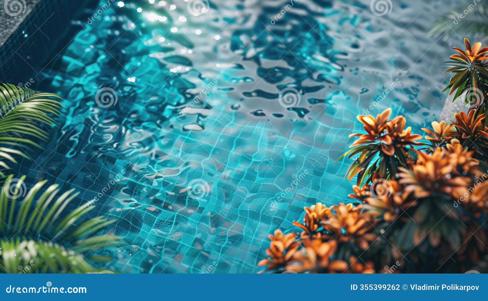 A Pool Surrounded by Lush Plants and Calm Water Stock Photo - Image of ...