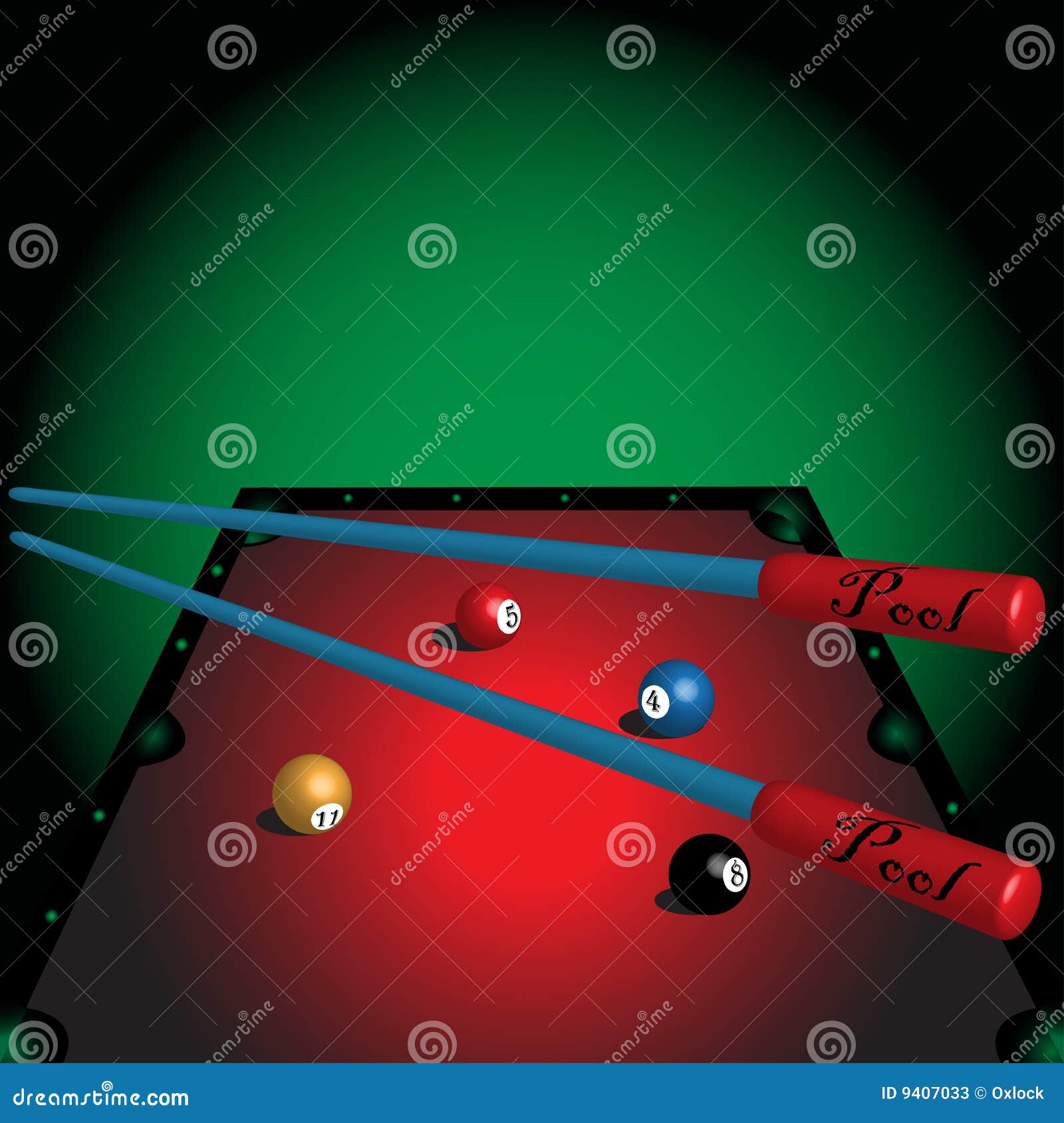 Pool table stock vector. Illustration of green, pocket - 9407033
