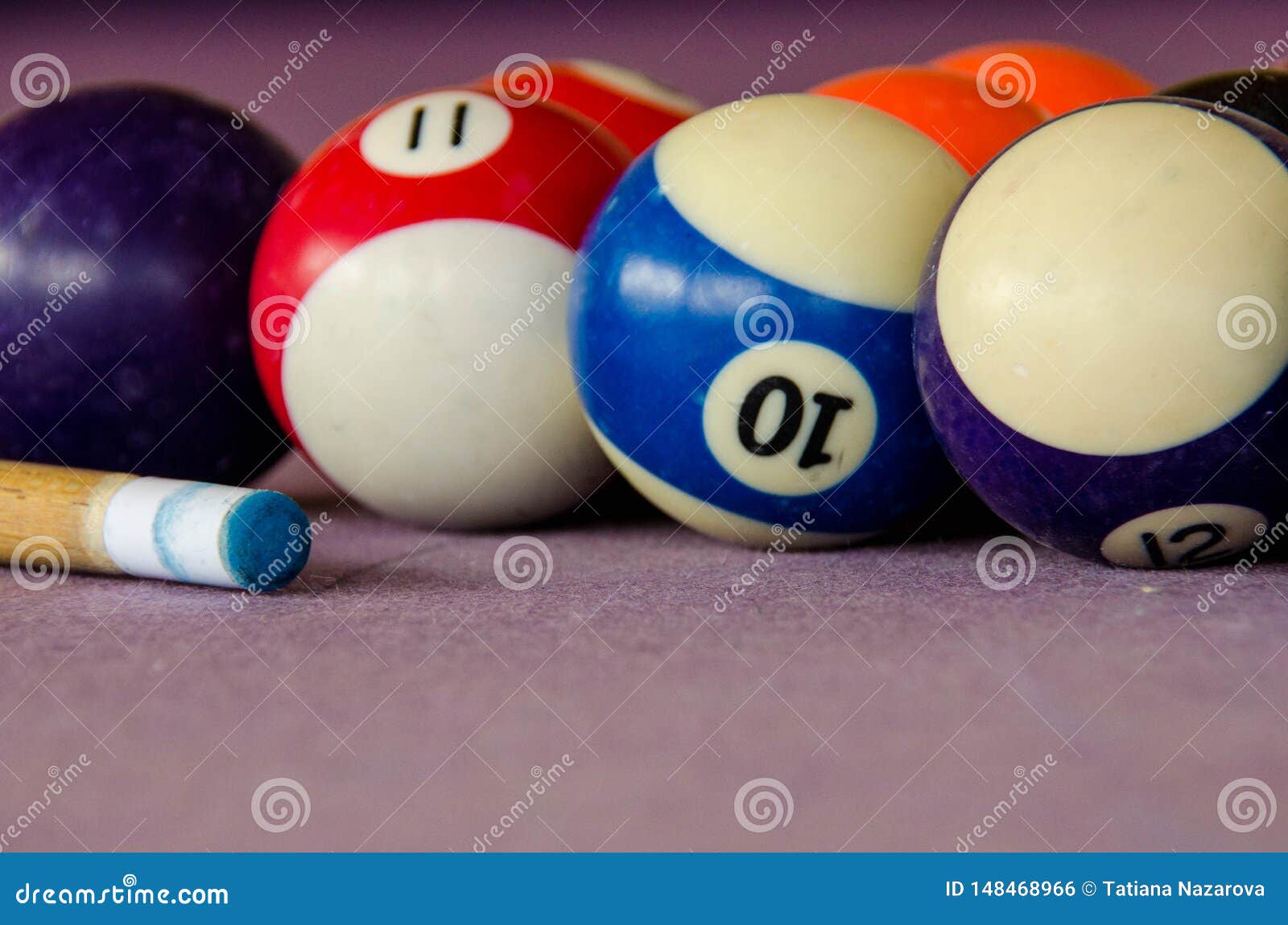 Pool table with balls stock photo. Image of eight, close - 148468966