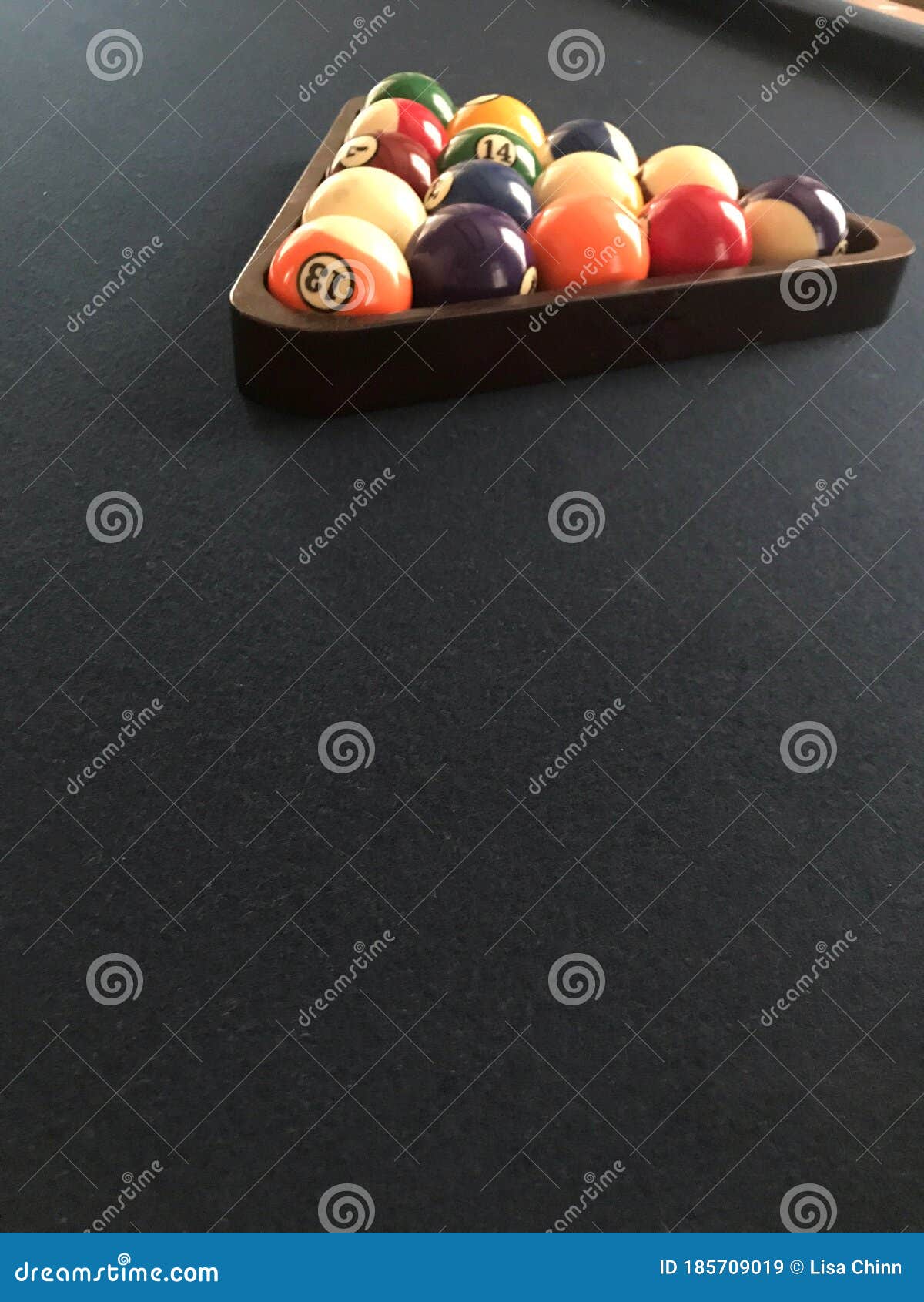 Pool Table Balls on Black Felt Table Stock Image - Image of black ...