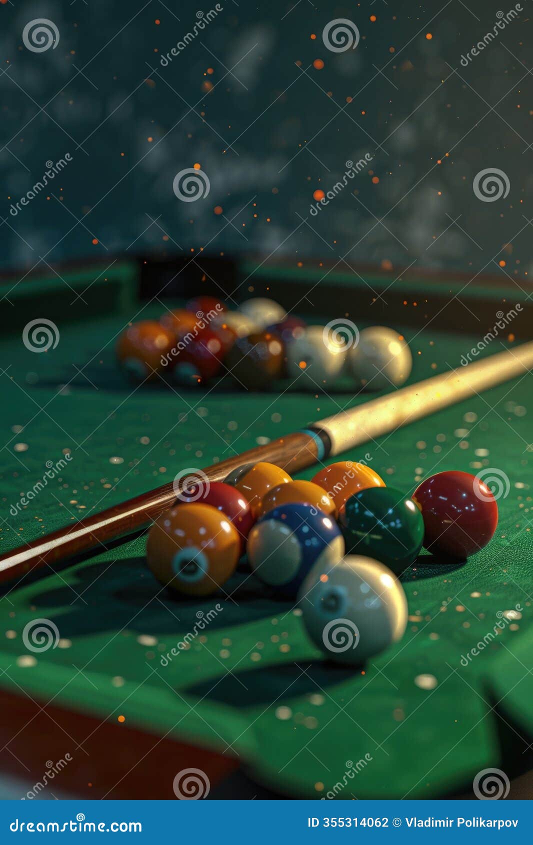 A Pool Table with Balls and Cues Ready for Play Stock Photo - Image of ...