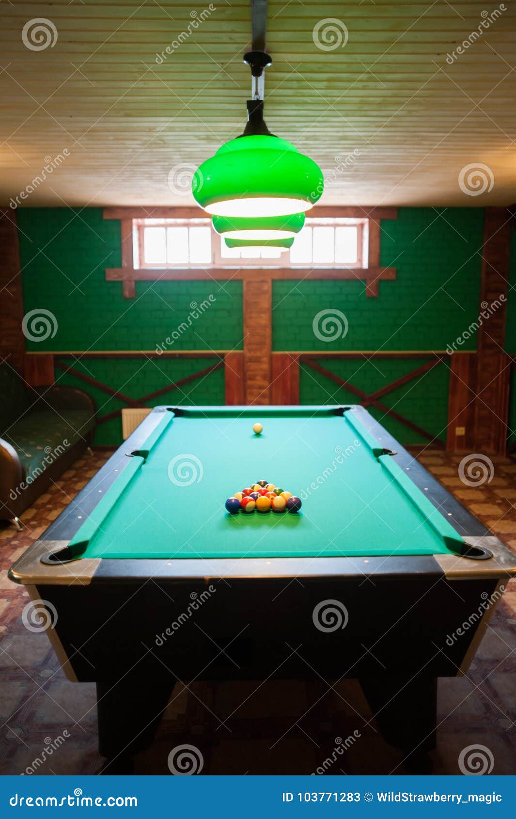 A pool table with balls stock image. Image of leisure - 103771283