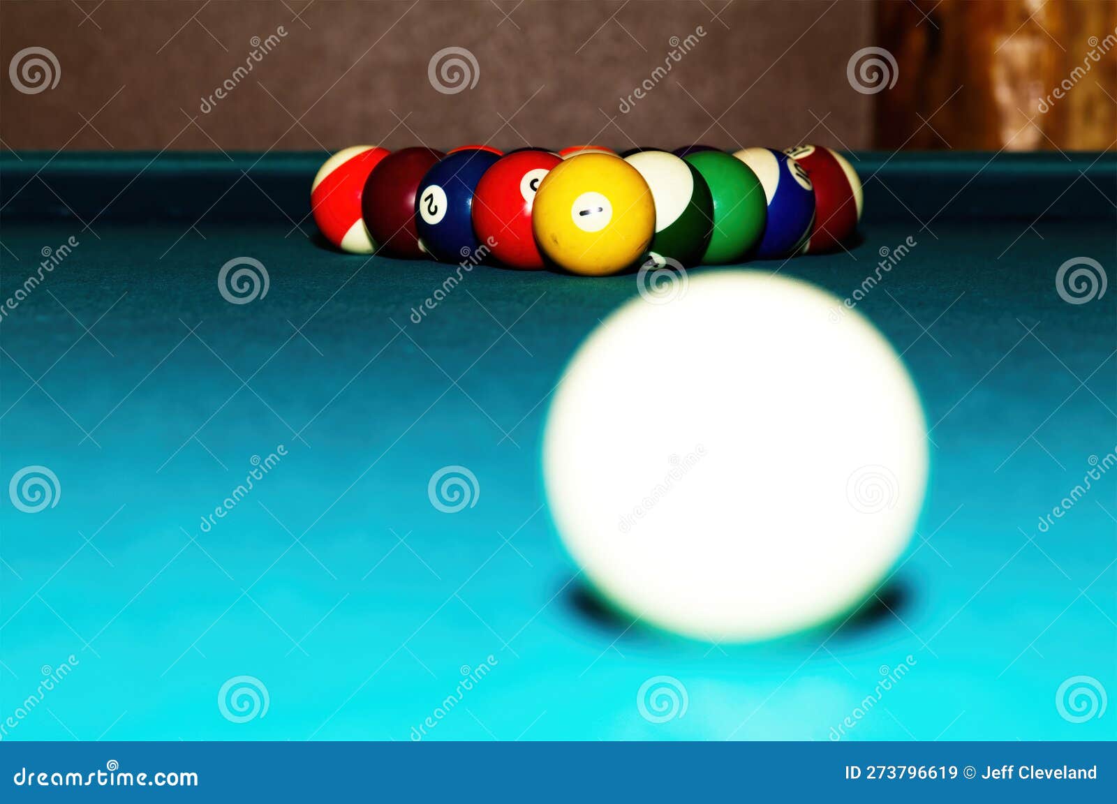 Pool Table with Balls Racked Up for Break Stock Image - Image of racked ...