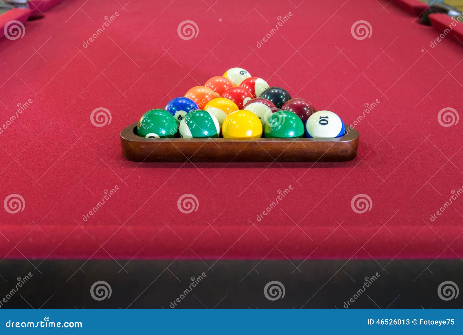 Pool Table / Balls Racked Up on Red Stock Image - Image of play ...