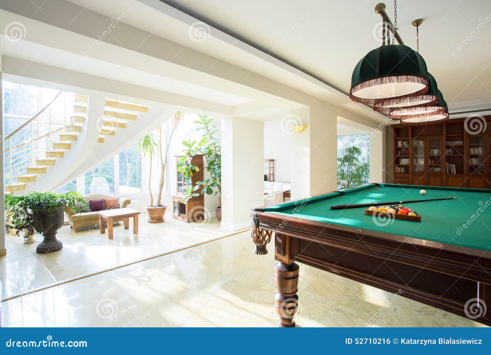 Pool table stock photo. Image of estate, indoor, living - 52710216