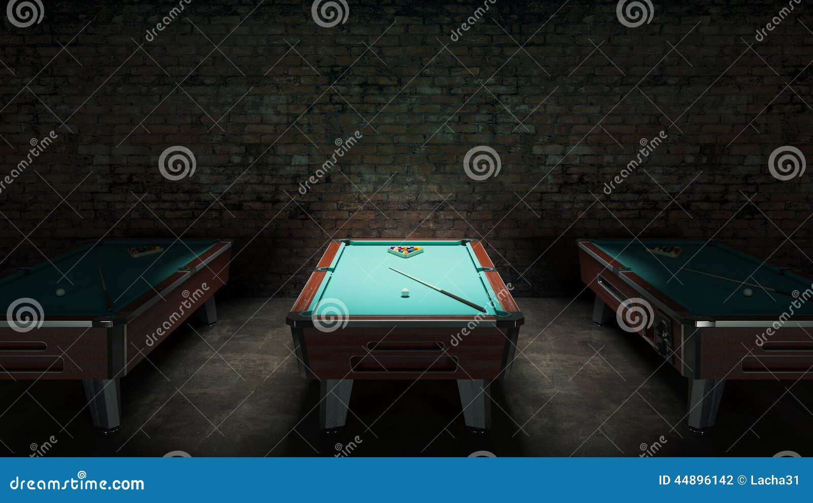 Pool table with brick wall stock illustration. Illustration of brick ...