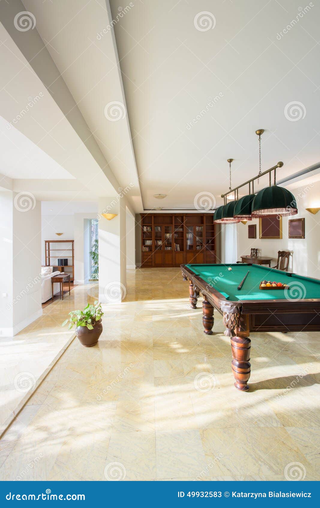Pool Table Inside Modern House Stock Image - Image of appliance ...
