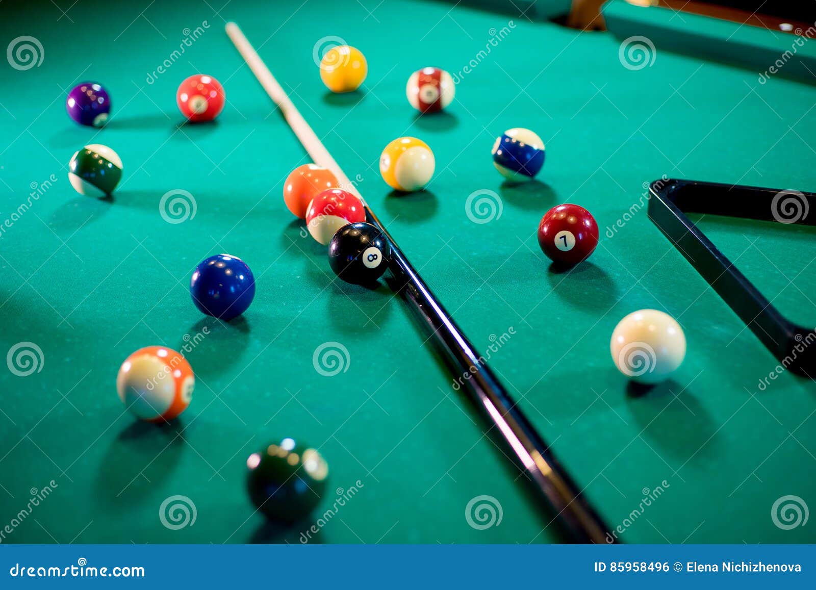 Pool table with props stock photo. Image of point, playing - 85958496