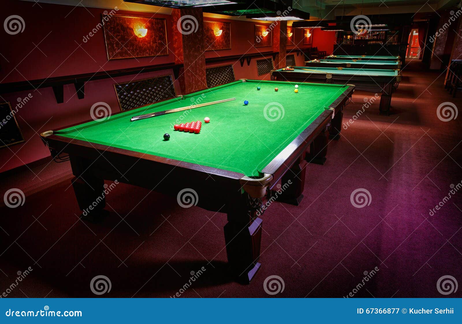 Pool Table, Set Up for Game Stock Image - Image of billiard, green ...