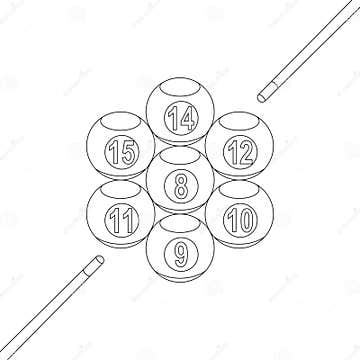 Pool Table Setup Vector Line Art Illustration Stock Illustration ...