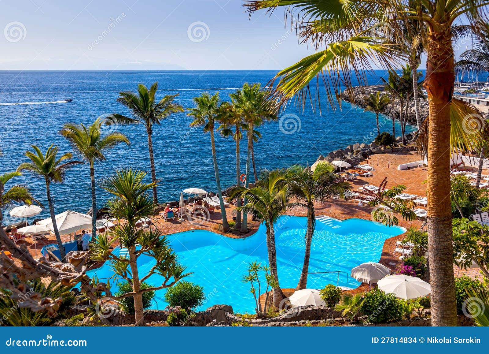 Pool at Tenerife Island - Canary Stock Photo - Image of poolside ...