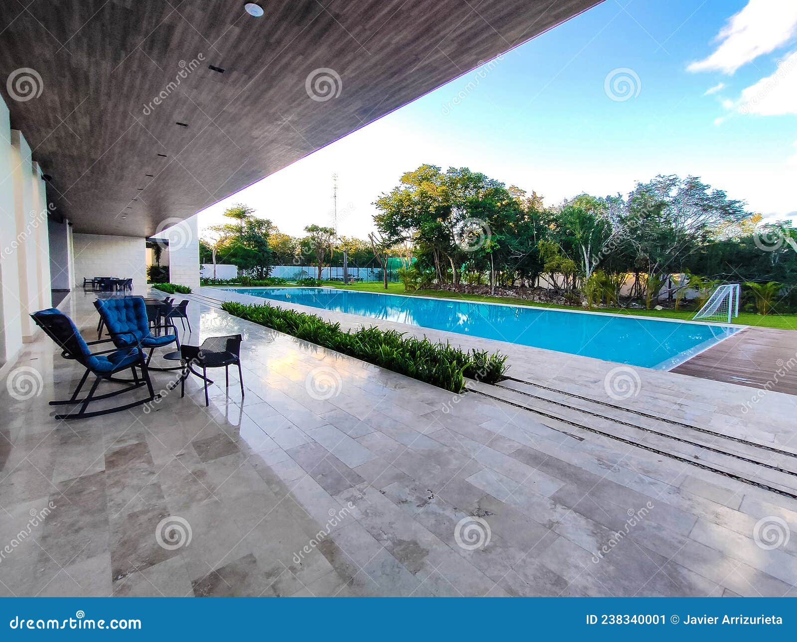 Pool and Terrace Inside a Private Residential Stock Image - Image of ...