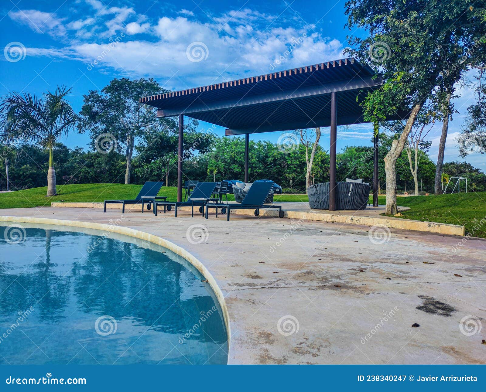 Pool and Terrace Inside a Private Residential Stock Image - Image of ...