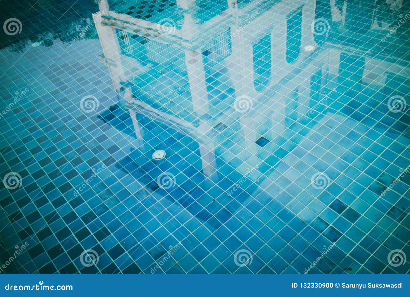 Pool Tiles with Reflection in the Water Stock Photo - Image of surface ...