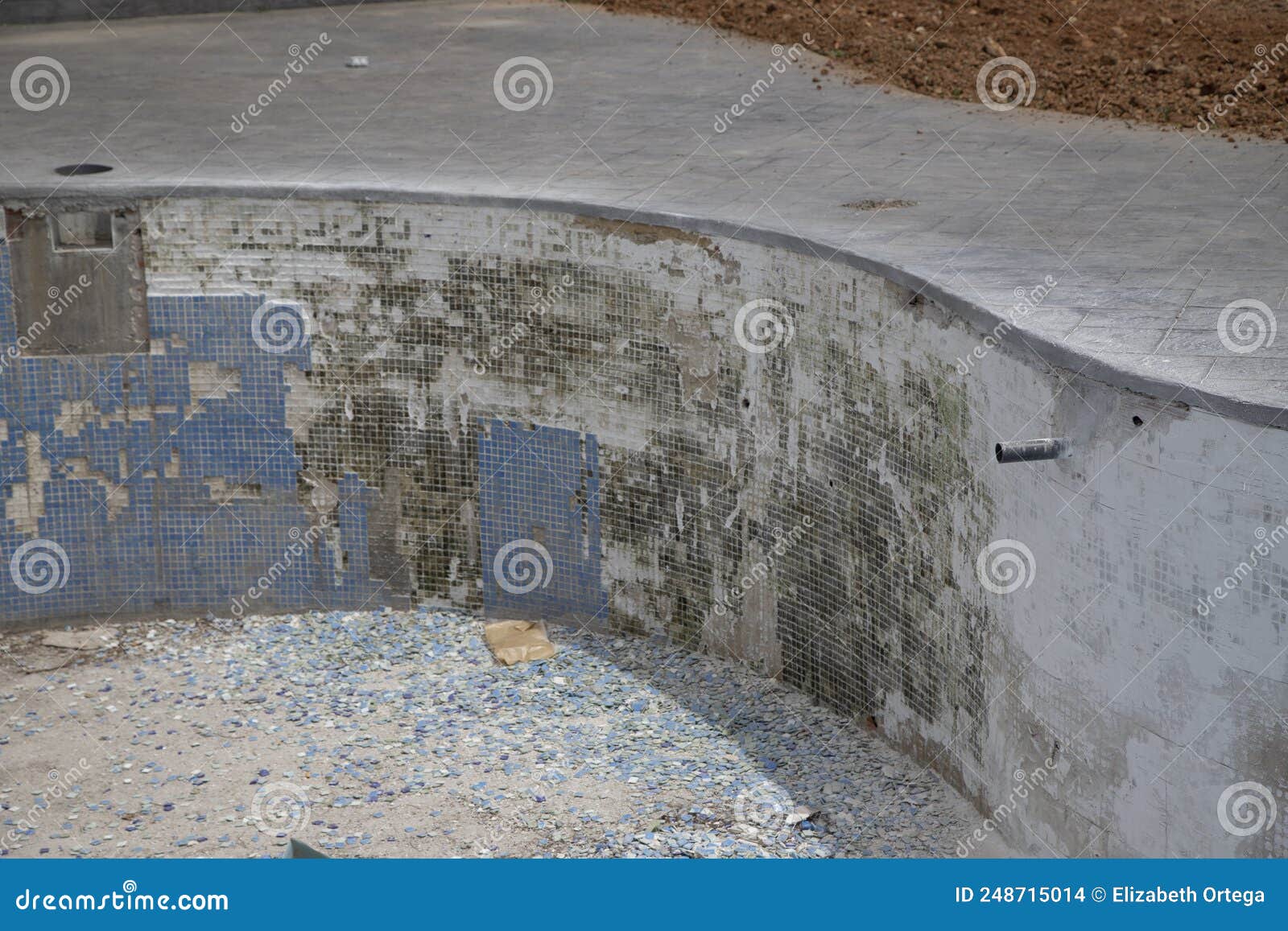 Pool Tiling Broken, To Be Repaired for the Summer Stock Photo - Image ...
