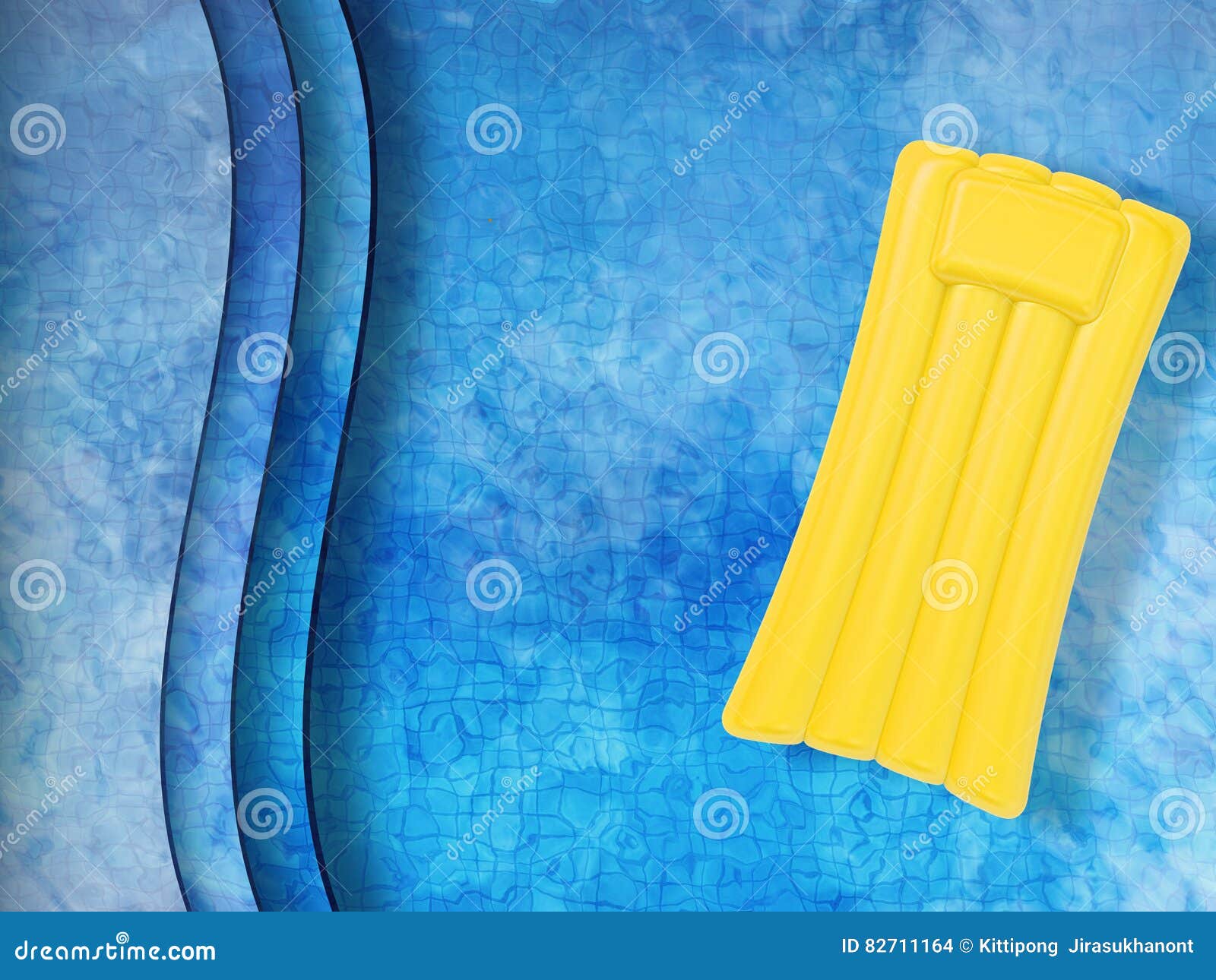 Pool Top View with Inflatable Raft Floating Stock Photo - Image of ...