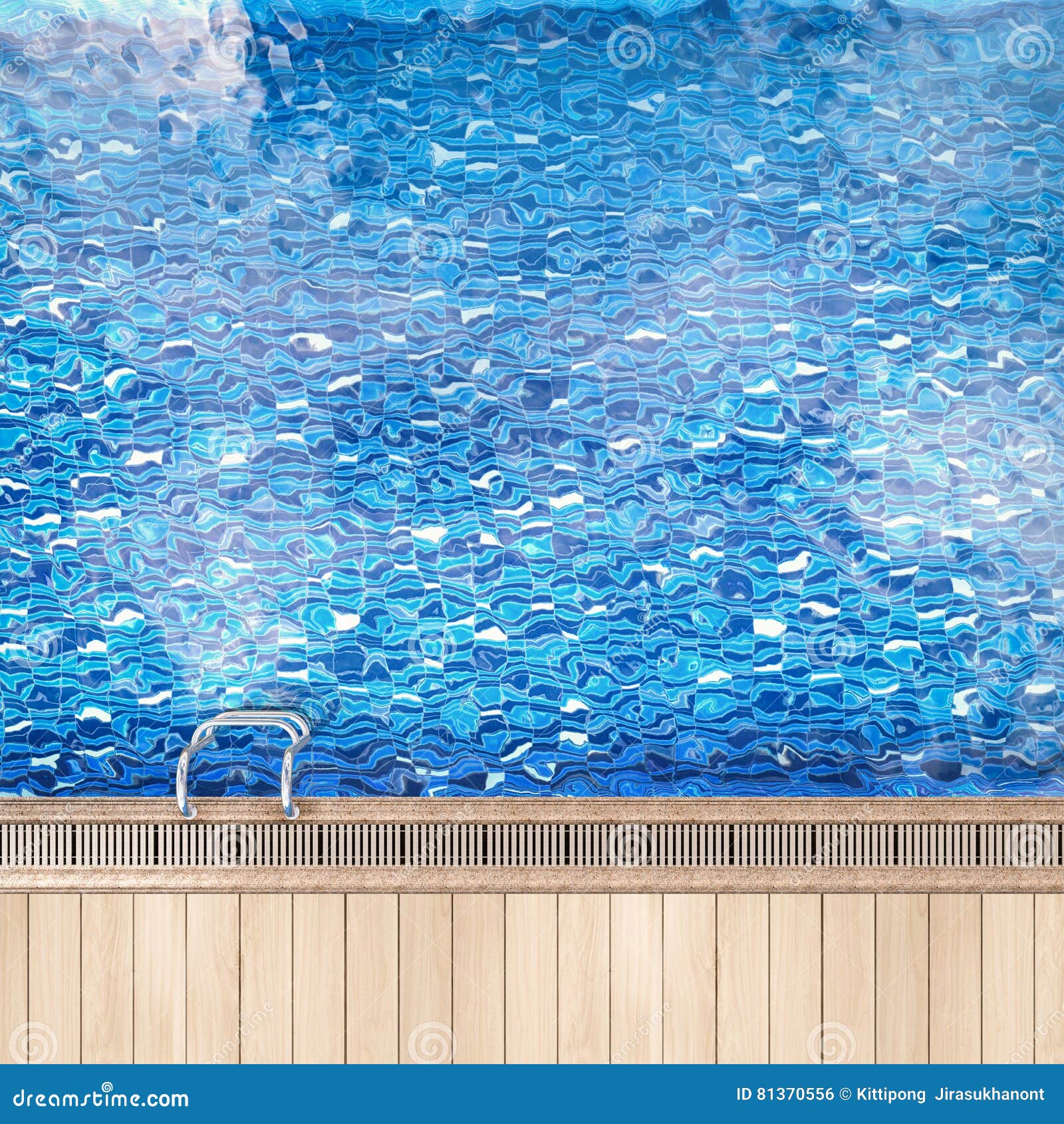Pool Top View with Wooden Floor and Ladder Stock Illustration ...