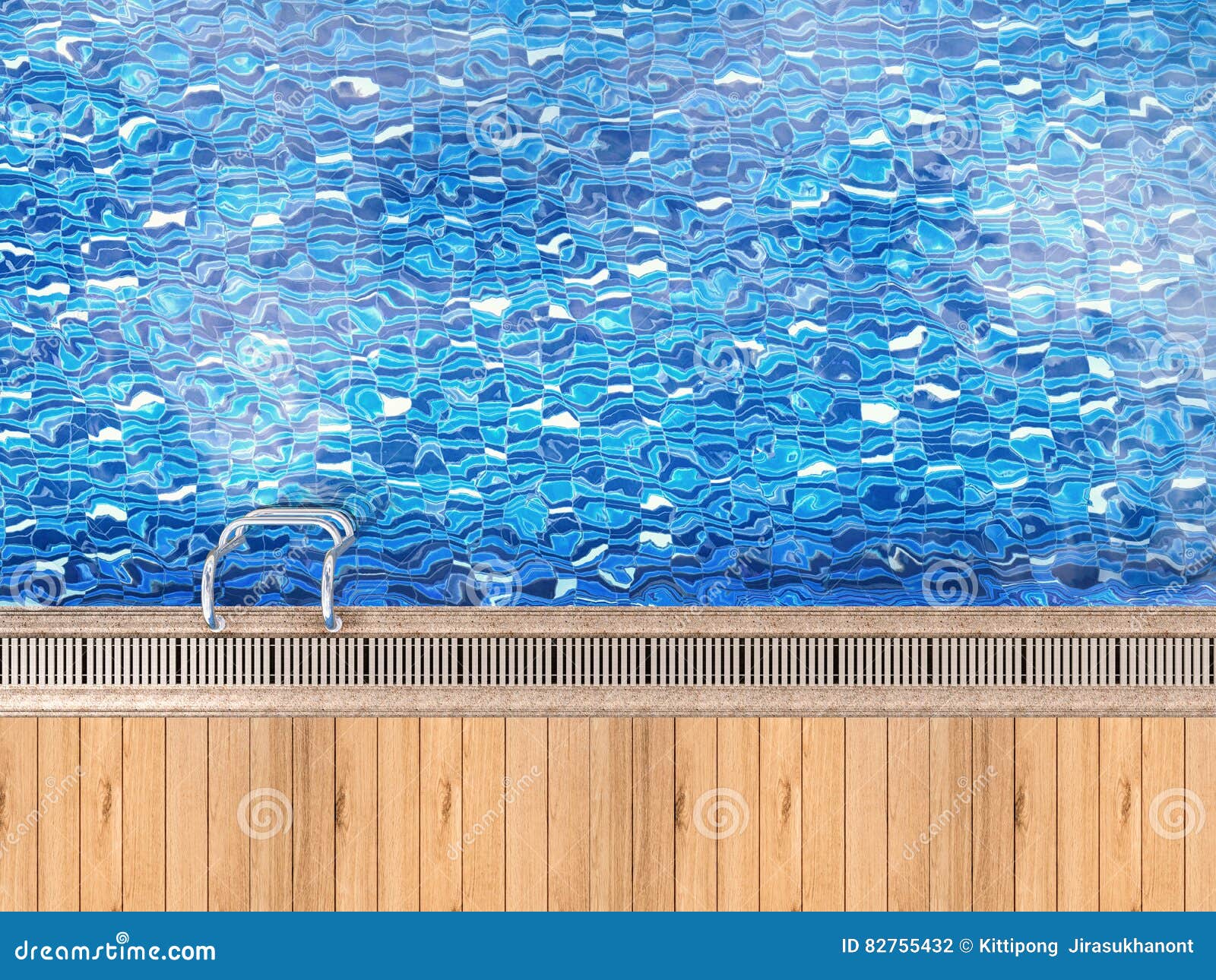 Pool Top View with Wooden Floor and Ladder Stock Illustration ...