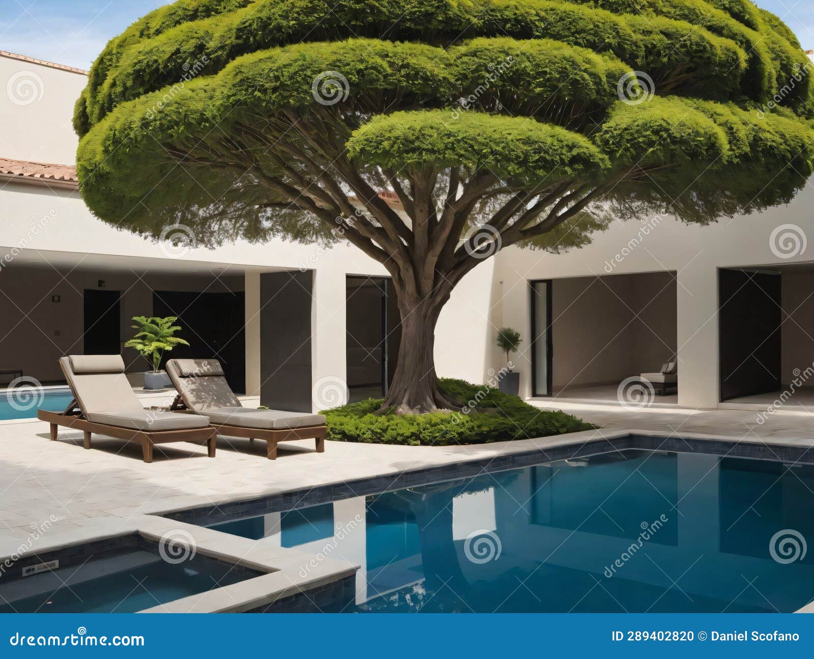 A Pool with a Tree in the Middle of it. Generative AI Stock ...