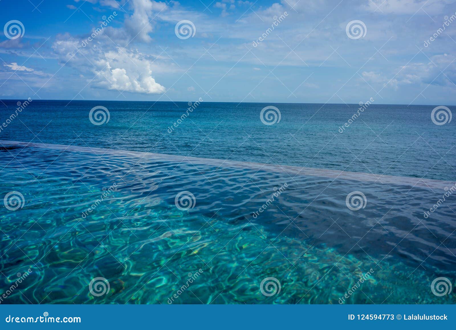 Infinity Pool with Blue Ocean Background Stock Image - Image of ...
