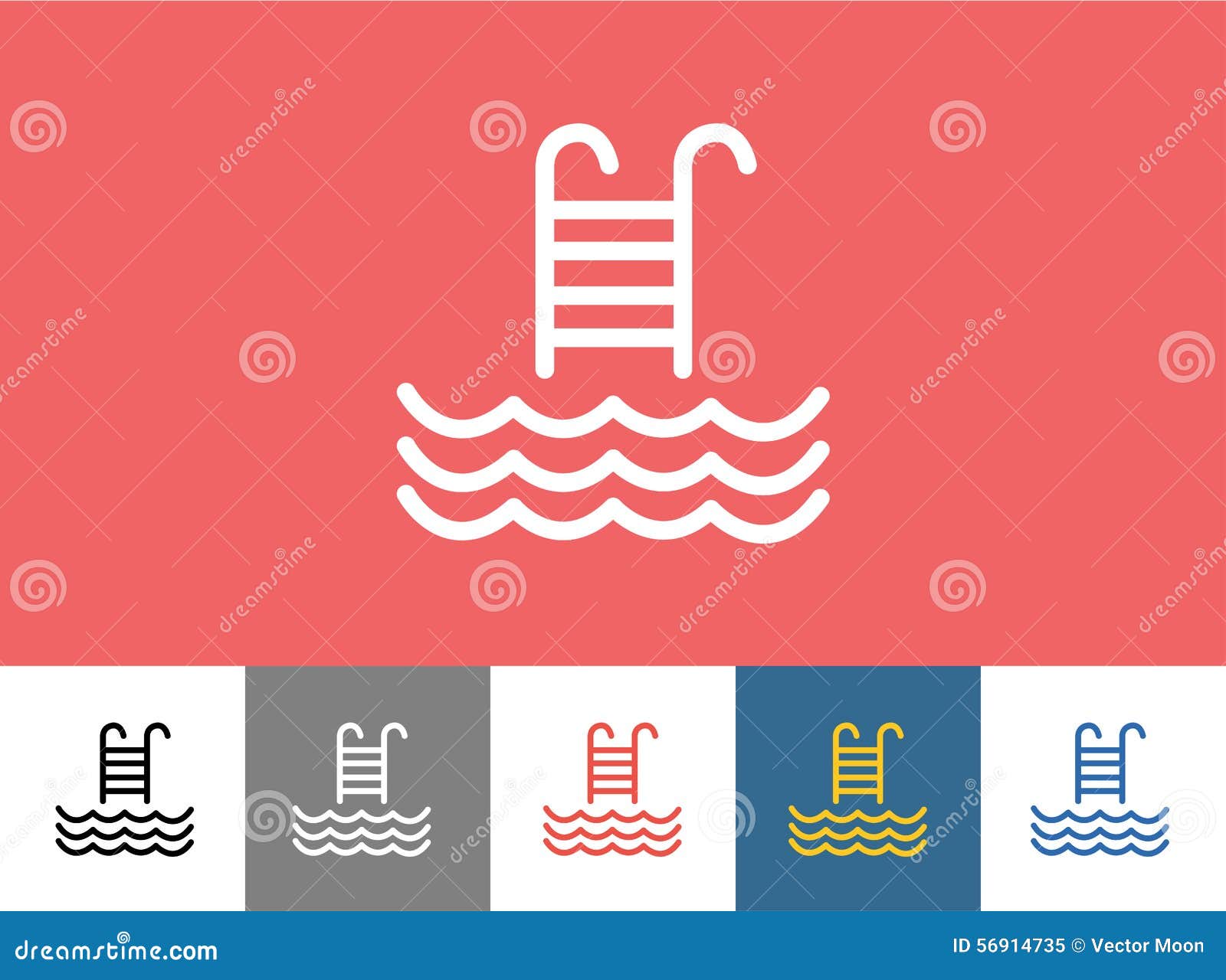 Pool Vector Icon Isolated. Waves, Summer or Stairs Stock Vector ...