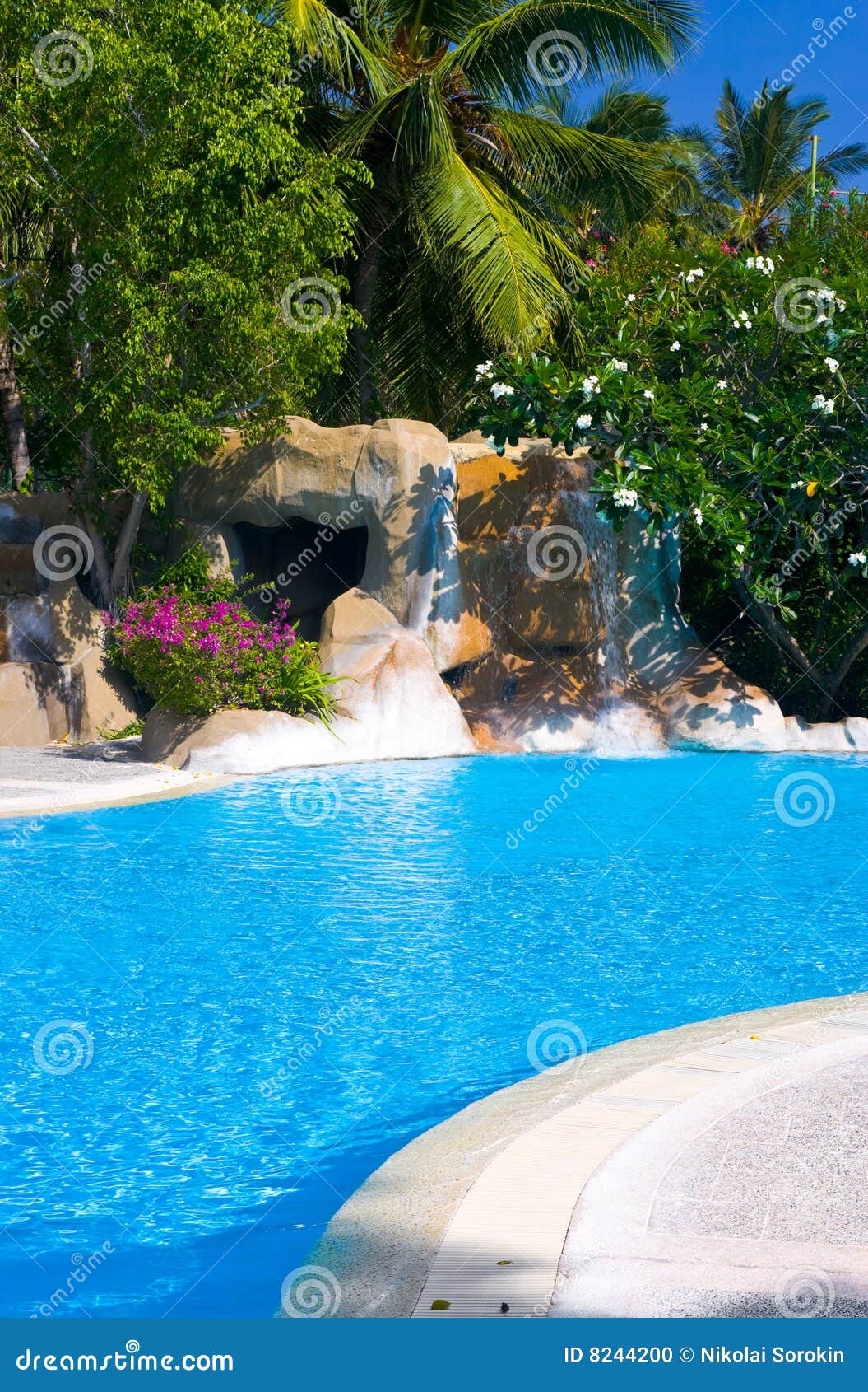 Pool and Waterfall in Hotel Stock Photo - Image of nature, paradise ...
