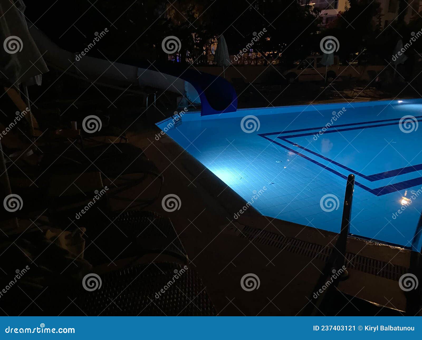Pool and Waterfall at Night Stock Image - Image of fall, leisure: 237403121