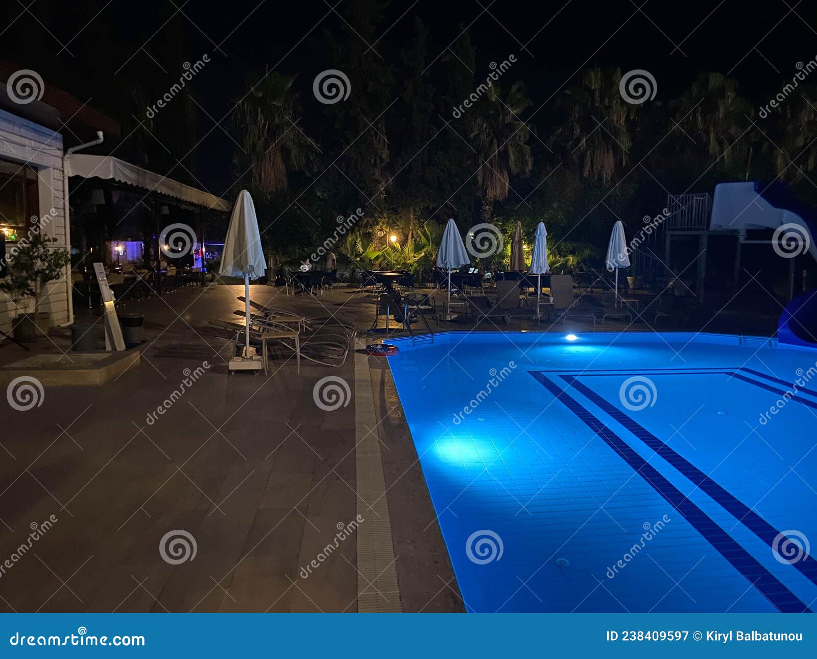 Pool and Waterfall at Night Stock Image - Image of ocean, indian: 238409597