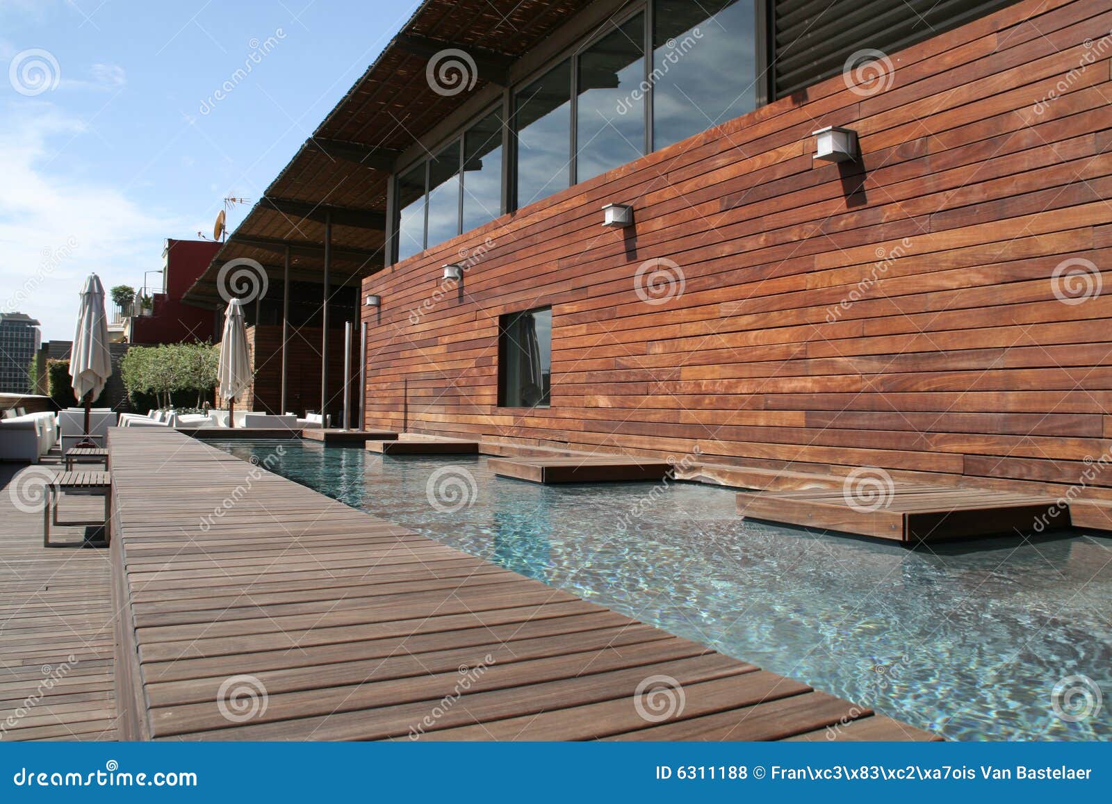 Pool & Wood stock photo. Image of lazing, summer, luxury - 6311188