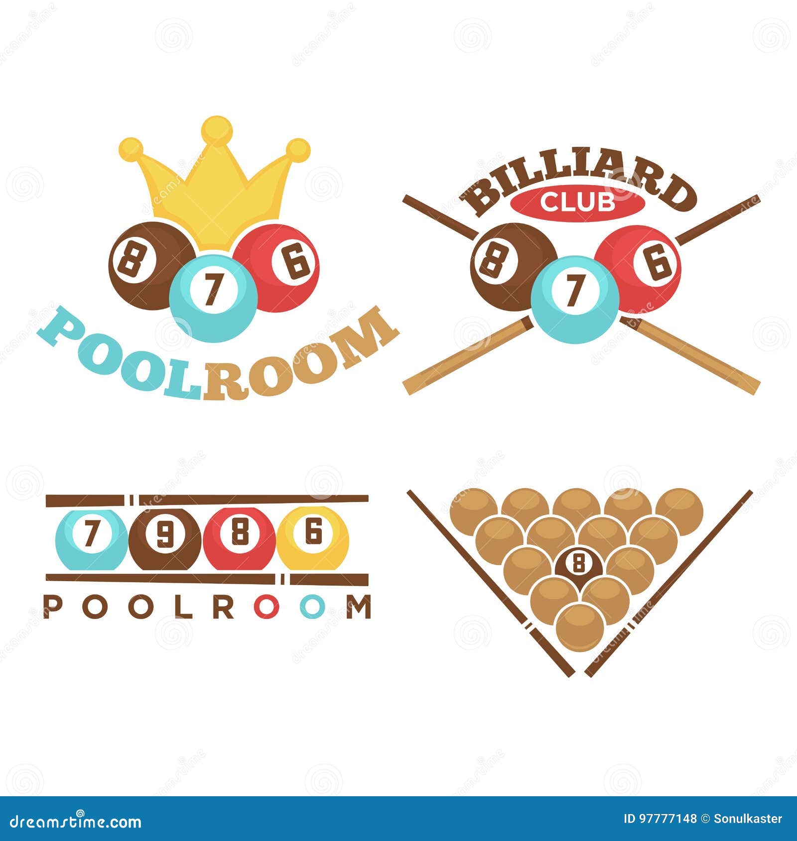 Poolroom emblem set stock vector. Illustration of sport - 97777148