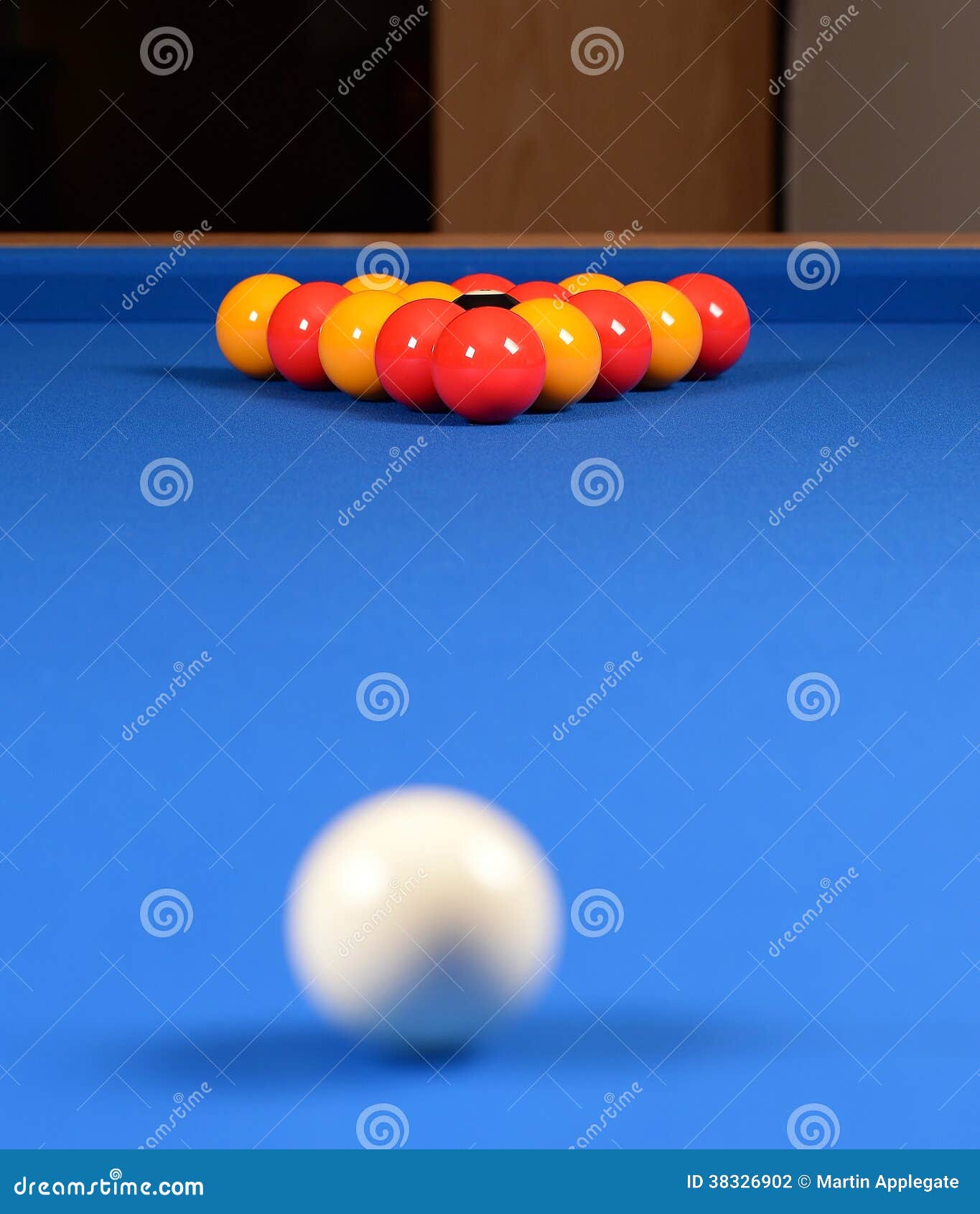 Pools Balls on a Blue Table Stock Photo - Image of cloth, yellow: 38326902