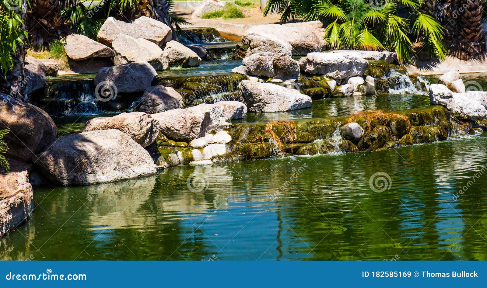 Pools of Cascading Waterfalls in Pond Stock Image - Image of public ...