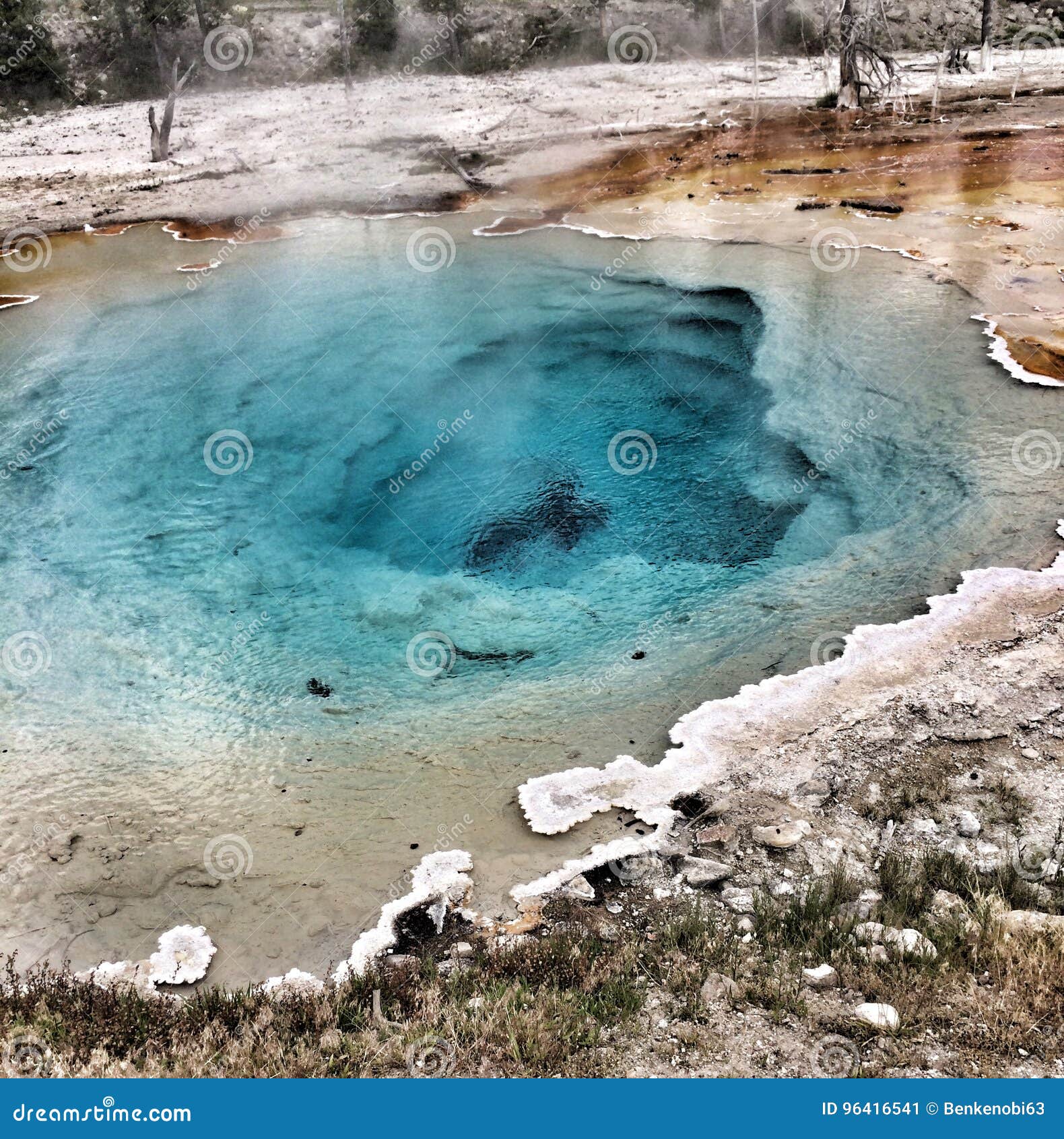 Pools of Yellowstone stock image. Image of cloud, roof - 96416541
