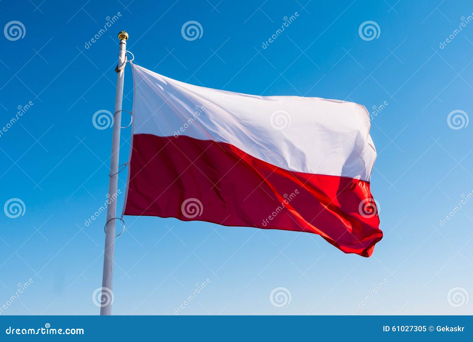 Poolse vlag in de hemel stock afbeelding. Image of polen - 61027305