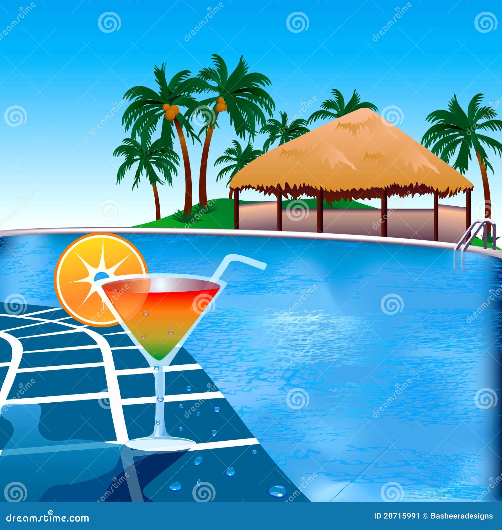 Poolside stock vector. Illustration of pool, liquor, peaceful - 20715991