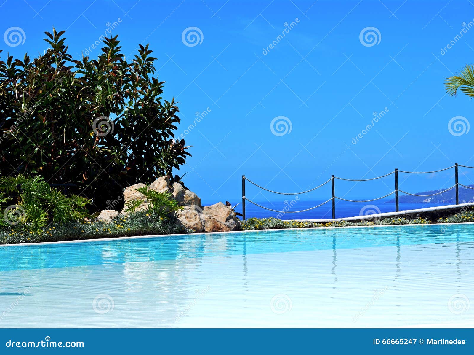 Poolside with Beautiful Sea View Stock Image - Image of exterior ...