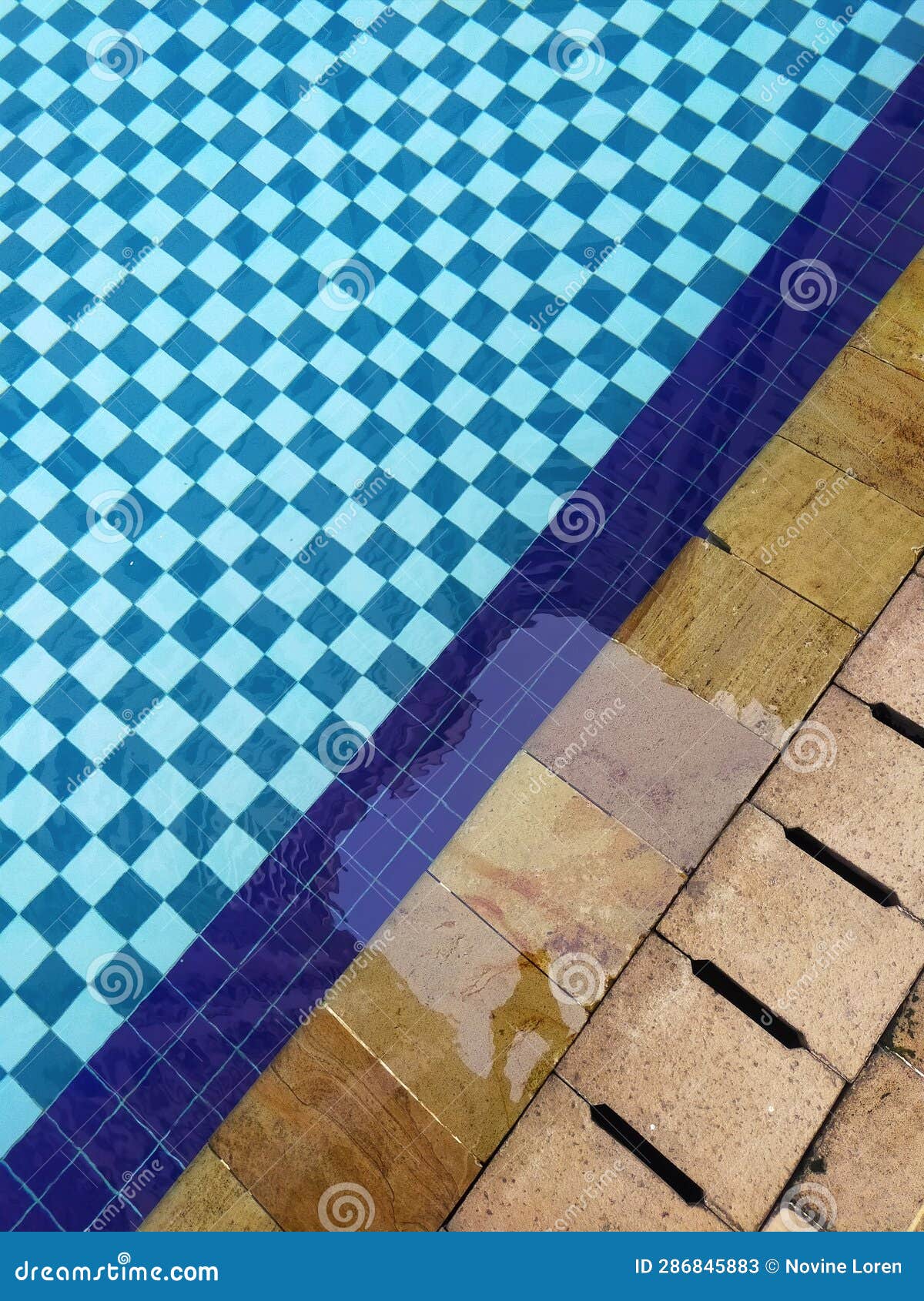 Poolside with Blue Square Floor with Drainage Channels Stock Image ...