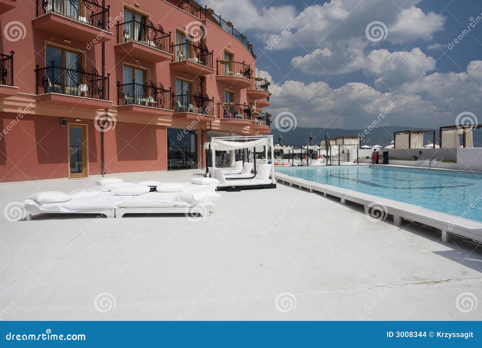 Poolside Cabanas and Lounges Stock Photo - Image of hotel, deck: 3008344