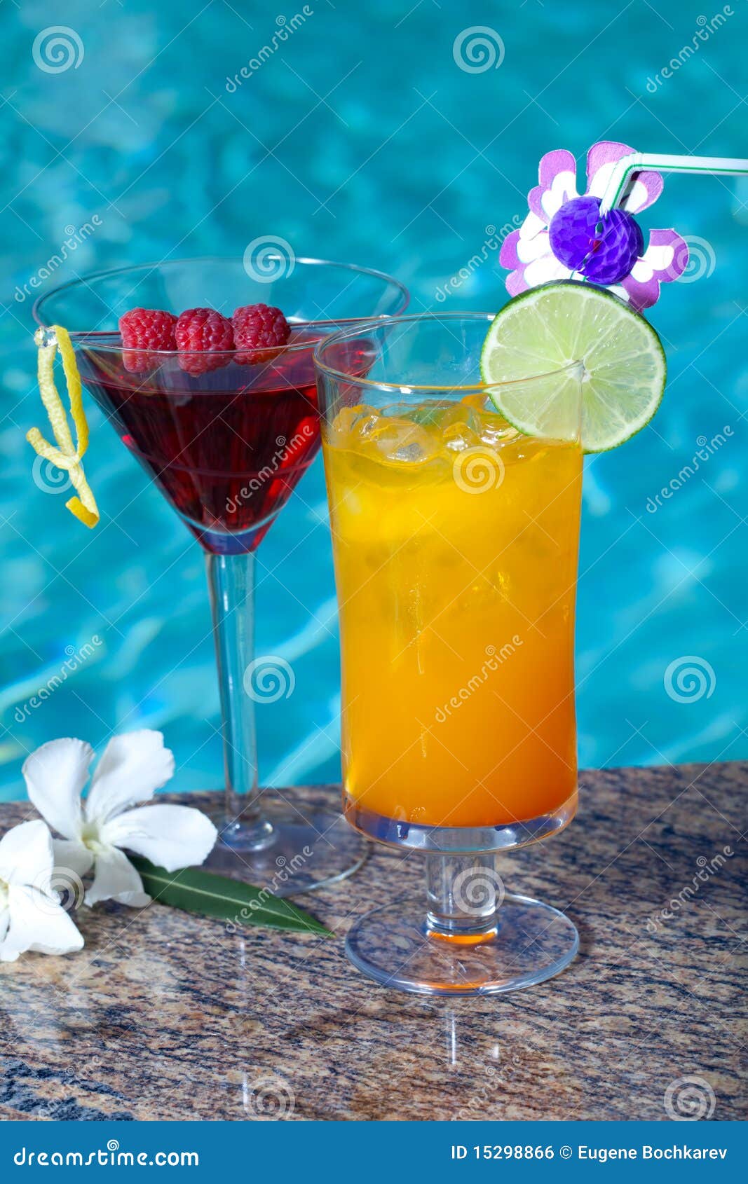 Poolside Cocktails stock photo. Image of blue, cold, juice - 15298866