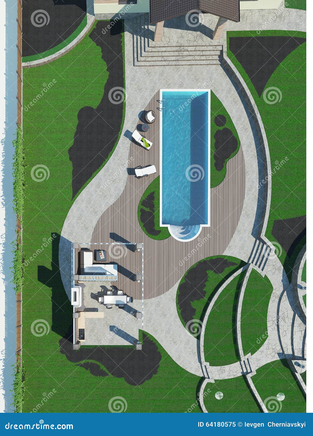 Poolside Master Plan, 3D Render Stock Illustration - Illustration of ...