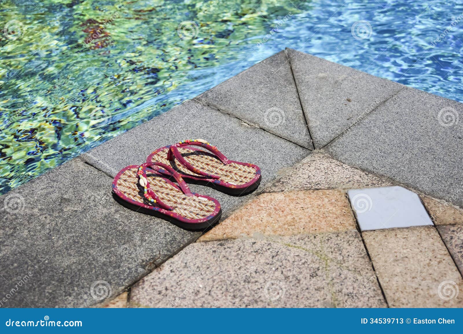Poolside slippers stock image. Image of clean, hotel - 34539713