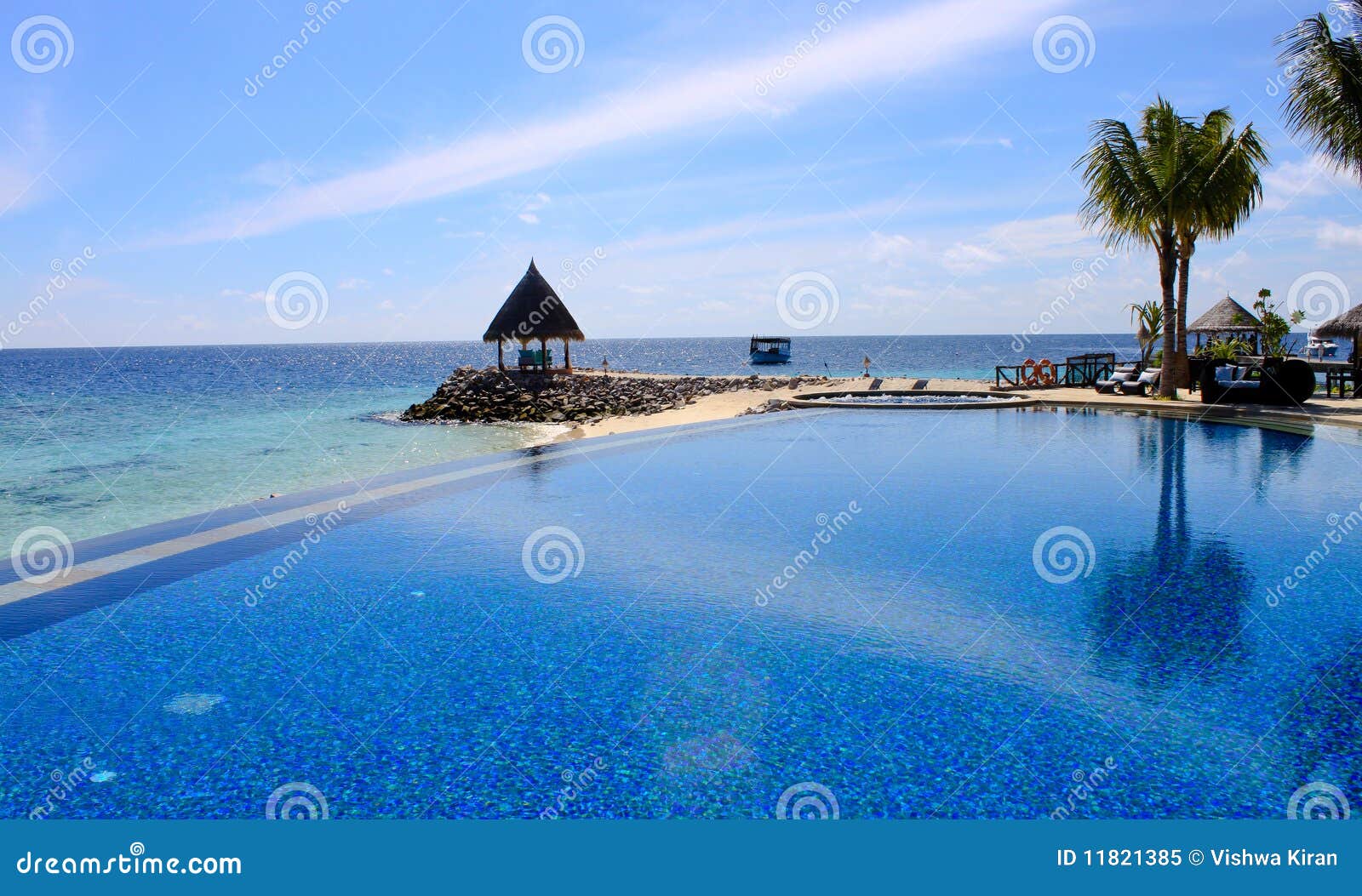 Poolside view of the beach stock image. Image of paradise - 11821385