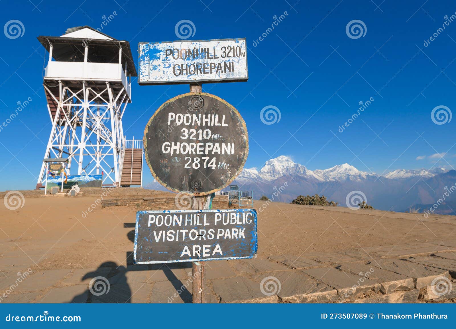 Poon Hill View Point in Ghorepani, Nepal Stock Image - Image of ...